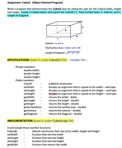 solved assignment cuboid object oriented program write a