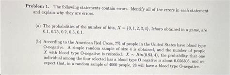 Solved Problem 1 The Following Statements Contain Errors Chegg Com
