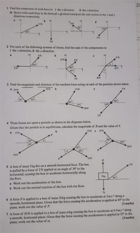 Solved 1 Find The Component Of Each Force In I The Chegg Com