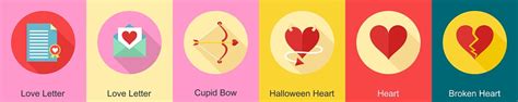 러브 레터 큐피드 활 할로윈 하트로 6 발렌타인 데이 아이콘 세트 개념에 대한 스톡 벡터 아트 및 기타 이미지 개념 개념과 주제 디자인 Istock