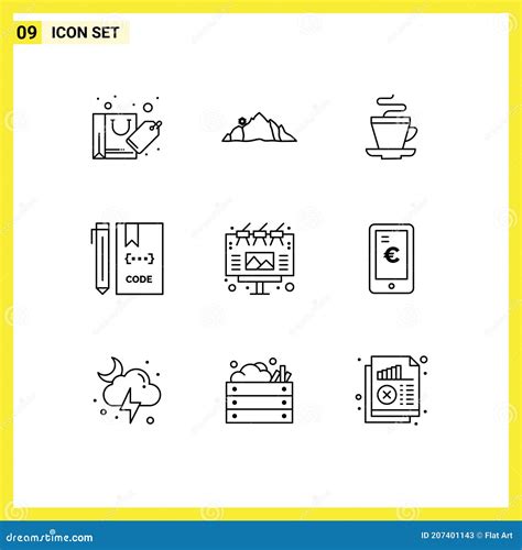 9 Thematic Vector Outlines And Editable Symbols Of File Develop Scene