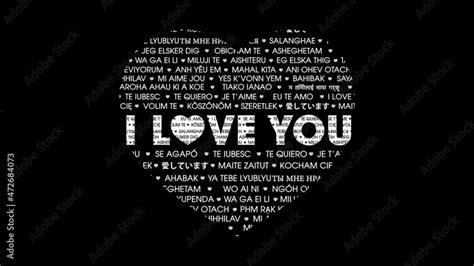 Heart Silhouette Icon Filled Of I Love You Words In Multi Language Lines Playing Seamlessly In
