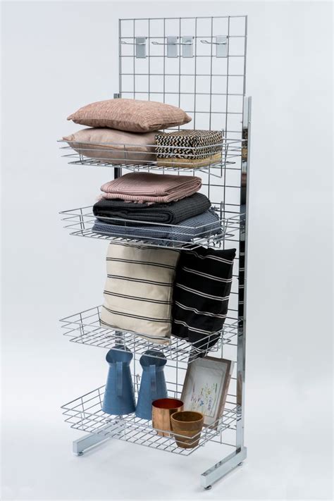 Gridwall Display Stand With Gridwall Shelves For Versatile Retail