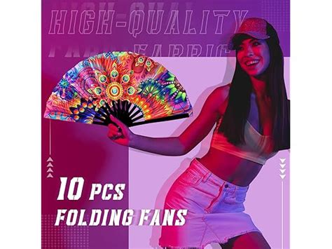 10 Pc Bamboo Ribs Rave Folding Fan
