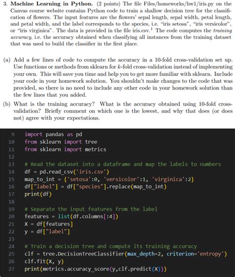 Solved Machine Learning In Python Points The File Chegg