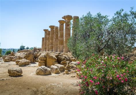 Premium Photo Temple Of Heracles Dorian Columns In The Valley Of