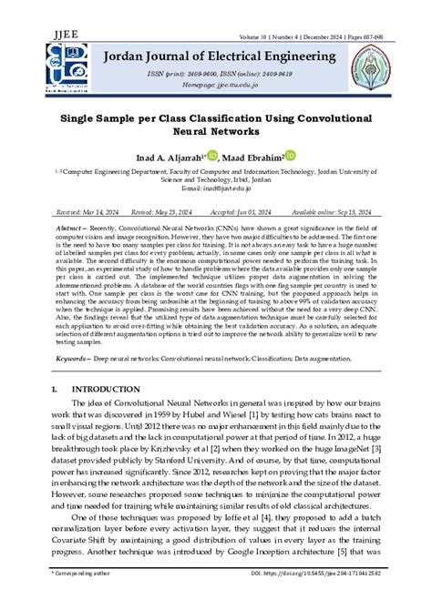 pdf single sample per class classification using convolutional neural