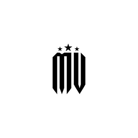 Mv 모노그램 로고 디자인 문자 텍스트 이름 기호 흑백 로고 타입 알파벳 문자 간단한 로고 프리미엄 벡터