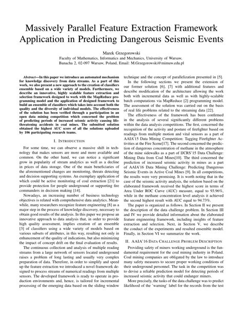 Pdf Massively Parallel Feature Extraction Framework Application In Predicting Dangerous
