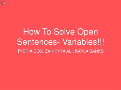 ppt how to solve open sentences variables powerpoint presentation
