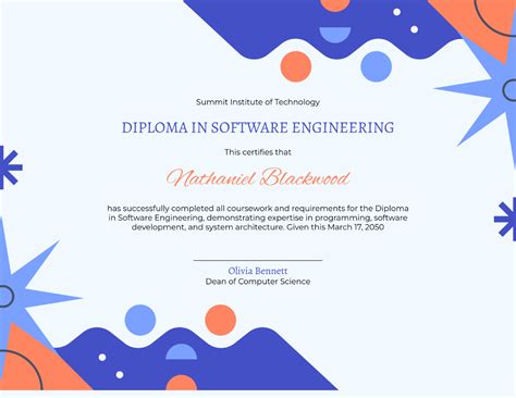 Free Editable Computer Diploma Certificate Template To Edit Online