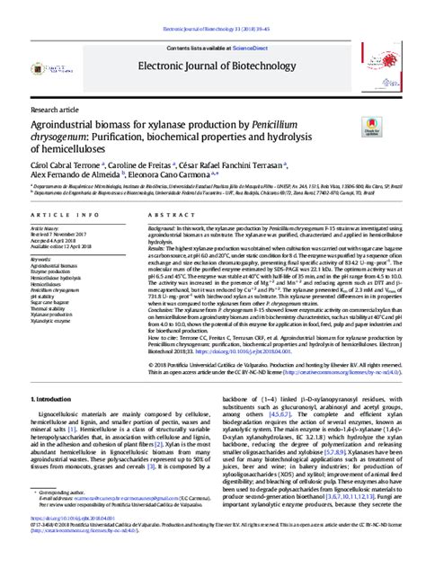 Pdf Agroindustrial Biomass For Xylanase Production By Penicillium