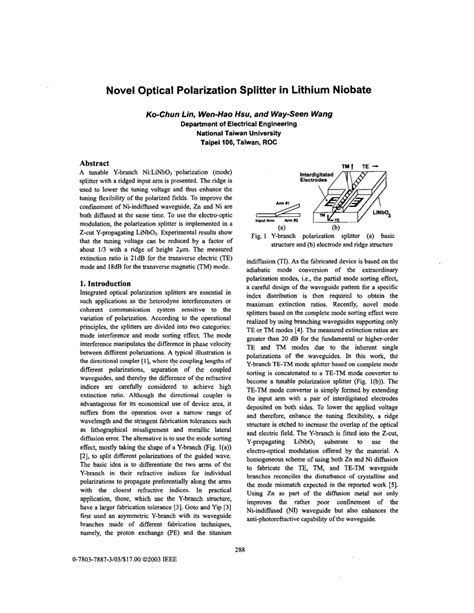 Pdf Novel Optical Polarization Splitter In Lithium Niobate