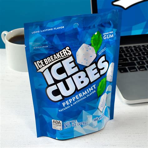 Ice Breakers Ice Cubes Peppermint Xylitol Gum 8 11 Oz Pouch 100
