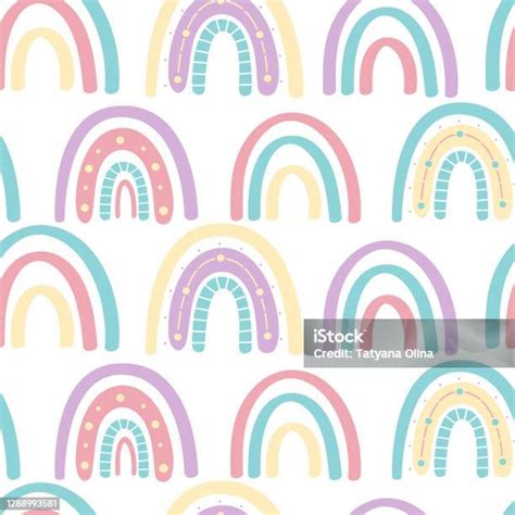 추상 무지개 원활한 패턴 음소거 파스텔 색상의 어린이 패턴 손으로 그린 벡터 그림입니다 섬유 포장 포장지 용 설계 0명에 대한