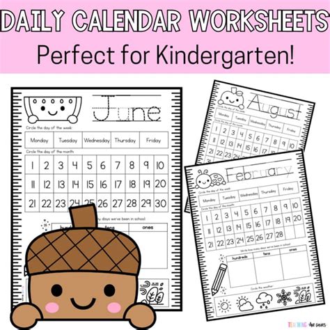 Daily Calendar Worksheets For Kindergarten Calendar Time By Teaching
