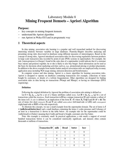 lab8 apriori pdf algorithms mathematical concepts