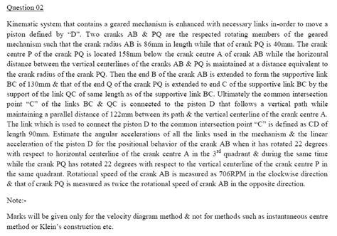 Solved Question Kinematic System That Contains A Geared Chegg