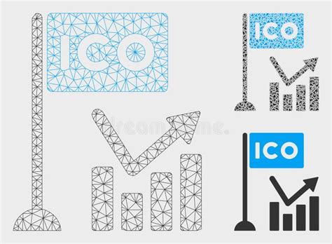Ico Trend Chart Vector Mesh Wire Frame Model And Triangle Mosaic Icon Stock Vector
