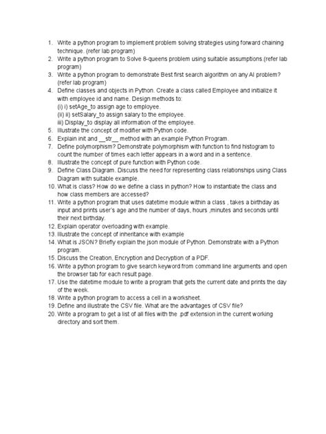 python 3rd ia important questions pdf