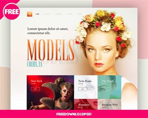 One Page Model Website UI Design FreedownloadPSD Com
