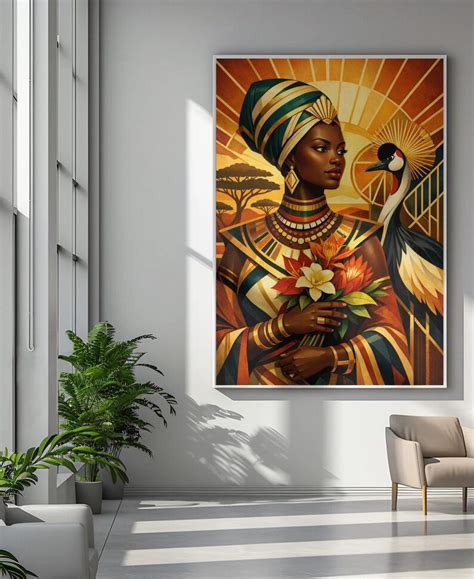 Female Figure Art • Black Kenyan Woman • African Heritage • Crane Wall
