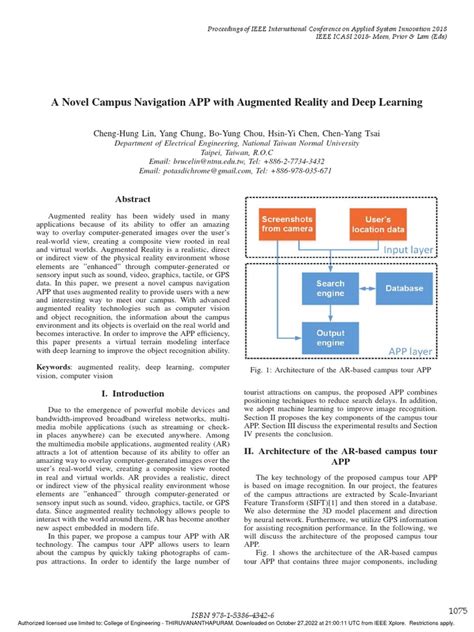 a novel campus navigation app with augmented reality and deep learning pdf pdf augmented