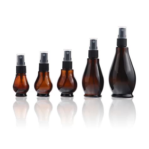 Wholesale Single Gourd Shape Amber Essential Oil Cosmetic Glass Spray