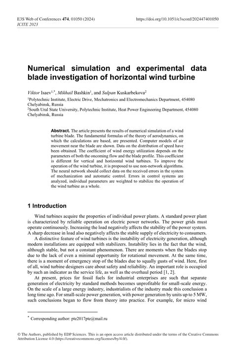 Pdf Numerical Simulation And Experimental Data Blade Investigation Of