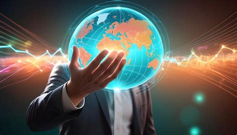 Premium Photo Man Holding Digital World With Modern Digital Business