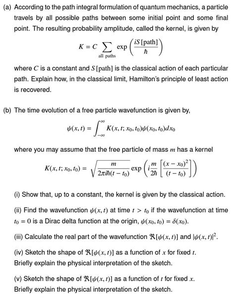 Solved A According To The Path Integral Formulation Of