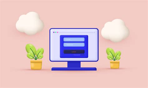 Illustration 3d Vector Computer Sign Online Account Login Password Form