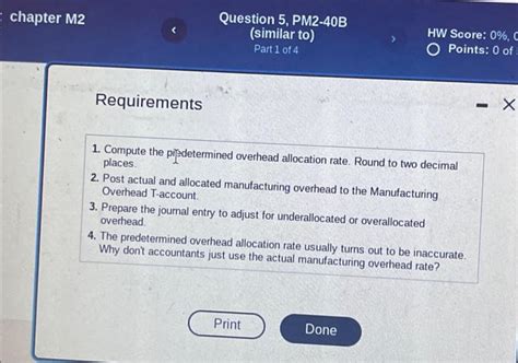Solved Requirements 1 Compute The Piredetermined Overhead