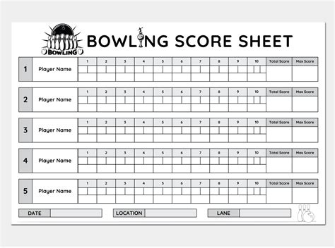 Bowling Scoring Sheet
