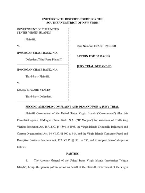 Second Amended Complaint Usvi Jpm Pdf Money Laundering Jp Morgan