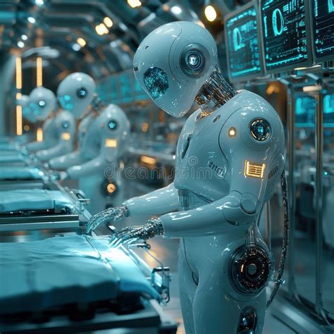 a futuristic lab showcases high tech robotics humanoid robots equipped