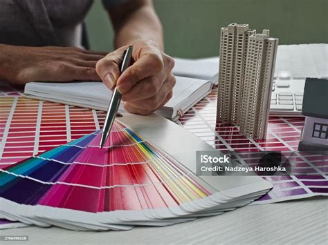 건축가 디자이너 인테리어 크리 에이 티브 작업 컬러 팔레트 스케치 계획 재료 선택 색상 샘플 예술적 도구 디자인 스튜디오 개념에 대한 스톡 사진 및 기타 이미지 Istock