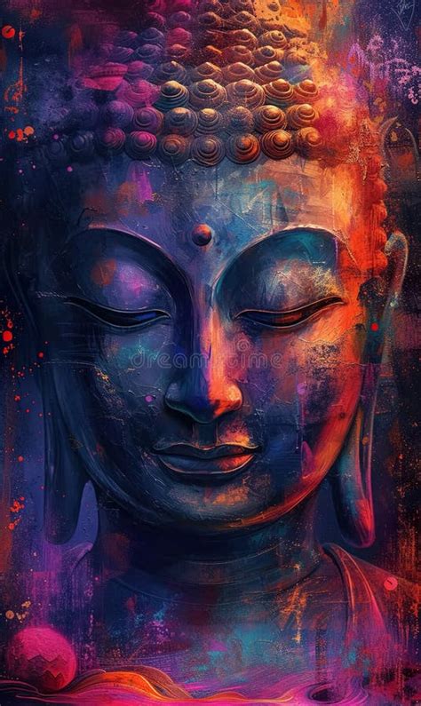 Colorful Portrait Of Sacred Serene Buddha God Buddhism Religion