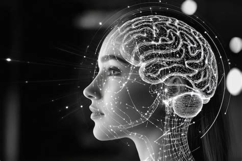 Concrete Thinking Axon Womans Profile With A Network Of Neural Connections Symbolizing The