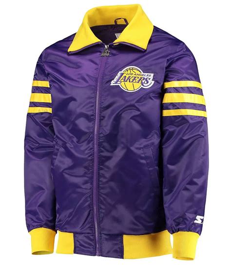 Satin Starter Purple Los Angeles Lakers The Captain Ii Jacket Jackets