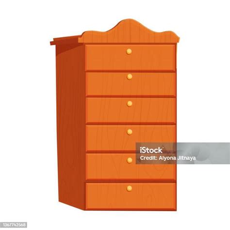 나이트 스탠드 나무 가구 흰색 배경에 고립 된 만화 스타일의 나무 옷장 선반 빈티지 인테리어 Commode 벡터 일러스트레이션