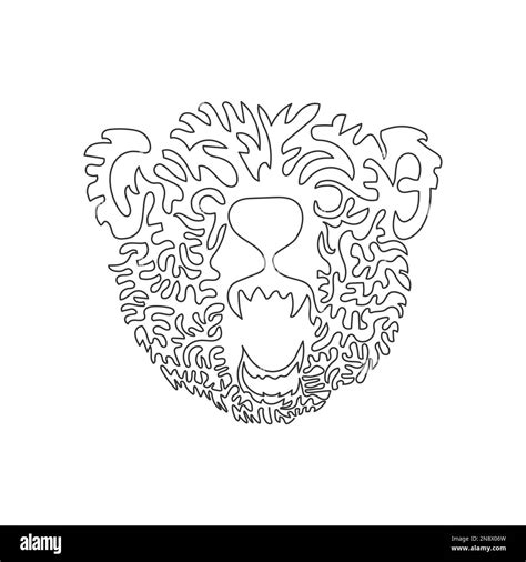 Single One Line Drawing Of Ferocious Bear Abstract Art Continuous Line Drawing Graphic Design