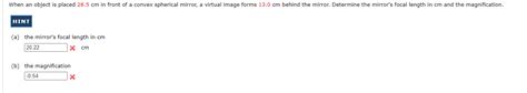 Solved When An Object Is Placed Cm In Front Of A Convex Chegg