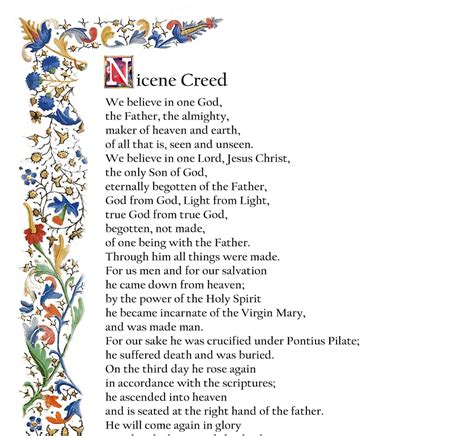 Nicene Creed Catholic Prayer Card Printable A4 Christian Decor