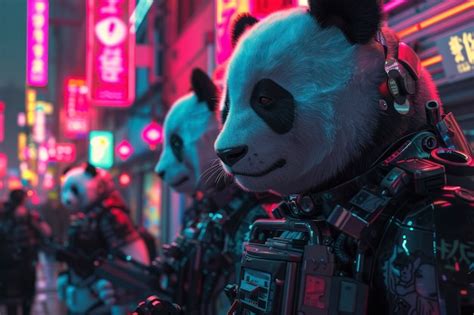 View Of Panda Bear With Robotic Tech Parts Ai Generated Image
