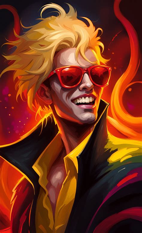 Artstation Masculine Blonde Haired Yellow Eyes Red Sunglasses
