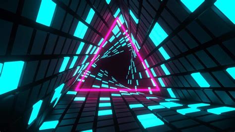 Cyan And Pink Neon Lights Spiral Triangle Tunnel Background Vj Loop In 4k 52919115 Stock Video