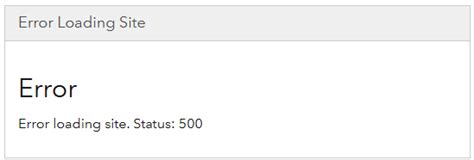 Error Loading Site Status 500 Esri Community