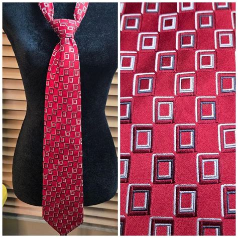 Steve Harvey Collection Red Geometric Silk Tie Depop