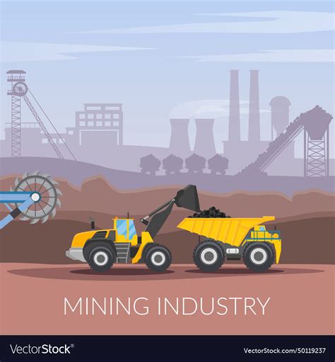 Mining Industry Flat Composition Royalty Free Vector Image